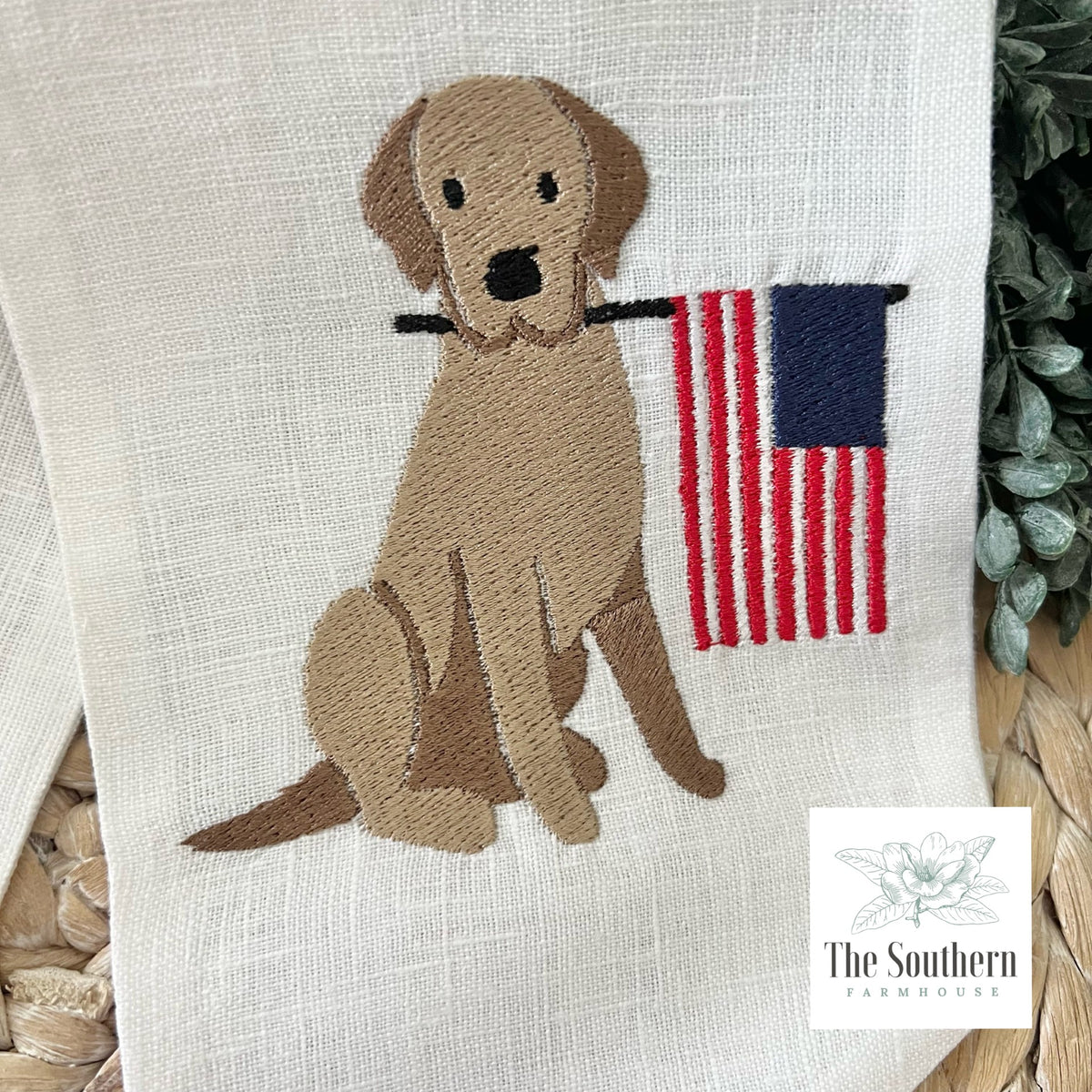 Linen Wreath/Basket Sash - Patriotic Pup – The Southern Farmhouse