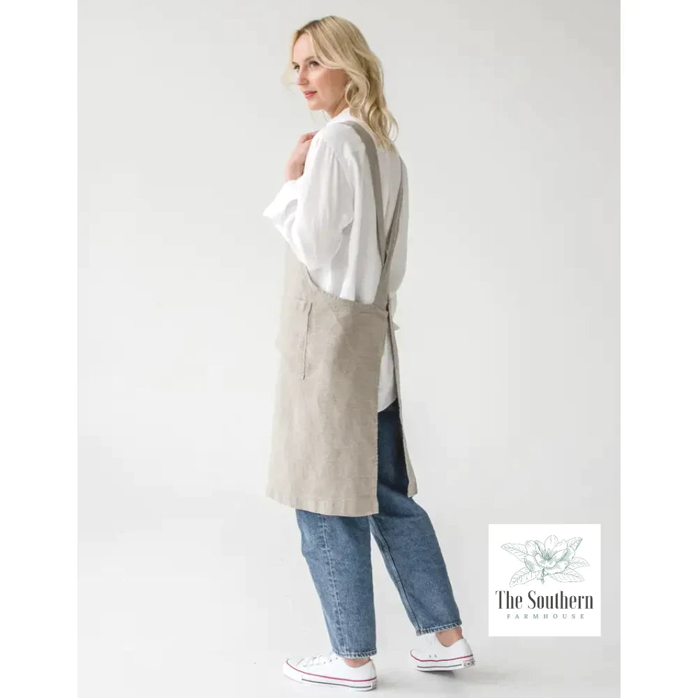 Linen Apron - Seashore Monogram – The Southern Farmhouse