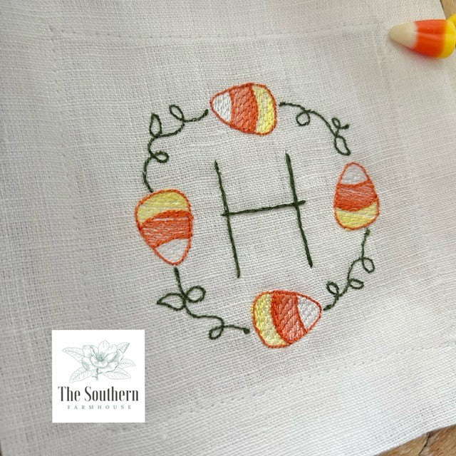 Set of 4 Embroidered Cocktail Napkins - Candy Corn – The Southern Farmhouse