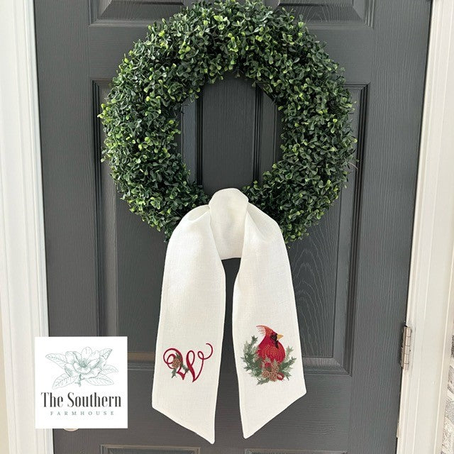 Linen Wreath/Basket Sash - Christmas Cardinal – The Southern Farmhouse